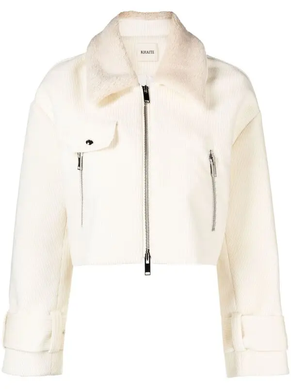 Khaite Faux-shearling Collar Jacket - Neutrals