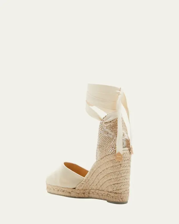 CastaÑer Carina Canvas Ankle-wrap Wedge Espadrilles - Ivory
