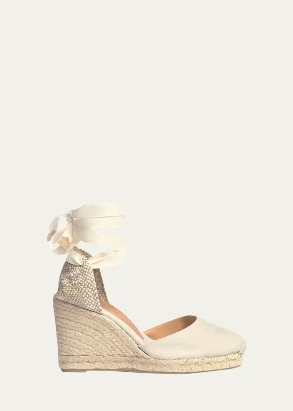 CastaÑer Carina Canvas Ankle-wrap Wedge Espadrilles - Ivory