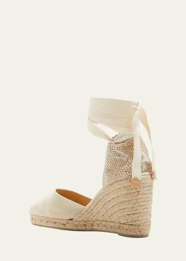 CastaÑer Carina Canvas Ankle-wrap Wedge Espadrilles - Ivory