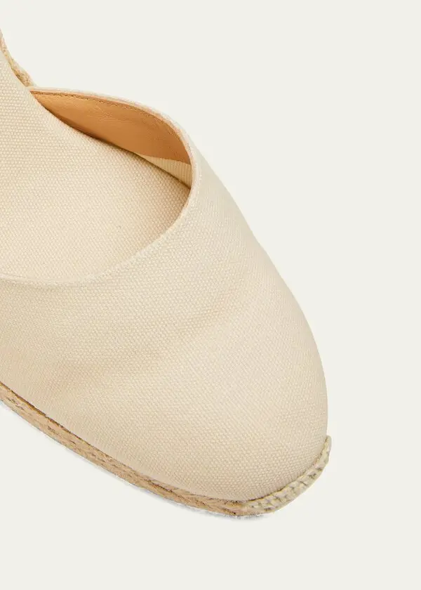 CastaÑer Carina Canvas Ankle-wrap Wedge Espadrilles - Ivory