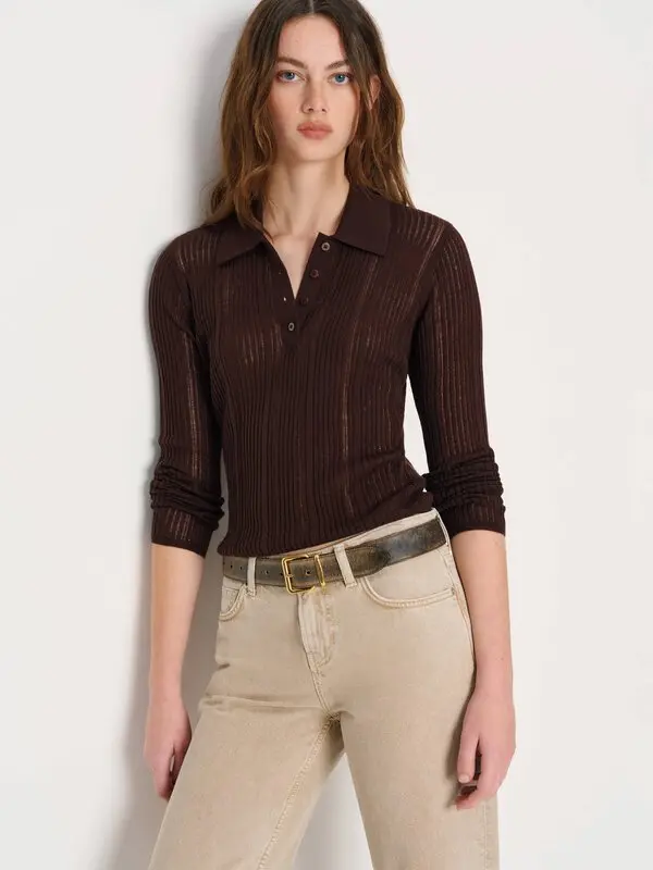 REFORMATION Hermia Regenerative Merino Polo - Brown