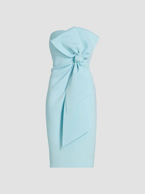 Badgley Mischka Strapless Bow-embellished Dress
