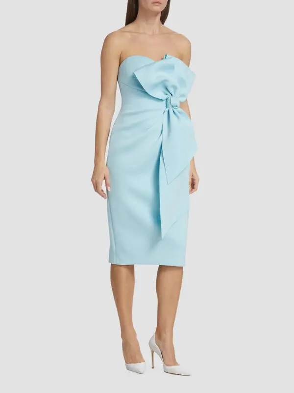Badgley Mischka Strapless Bow-embellished Dress