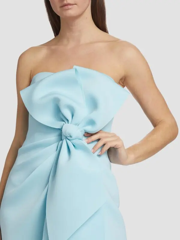 Badgley Mischka Strapless Bow-embellished Dress