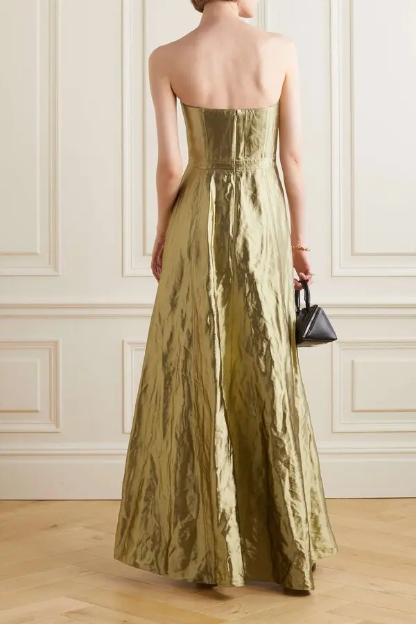 Ralph Lauren Briar Strapless Metallic Organza Gown - Gold | Editorialist