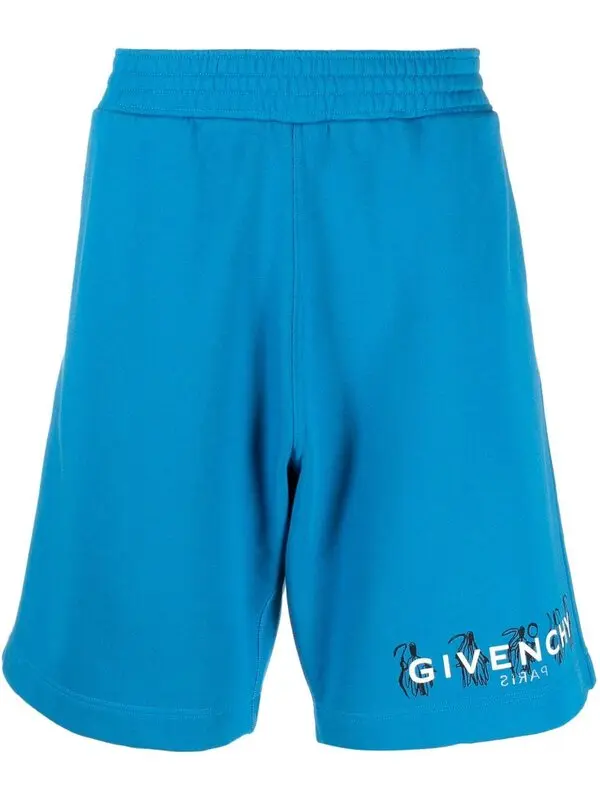 Givenchy Logo Print Cotton Shorts