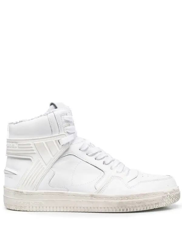 Philippe Model Panelled Leather High-top Sneakers - White