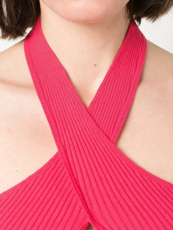 MSGM Ribbed-knit Crop Top