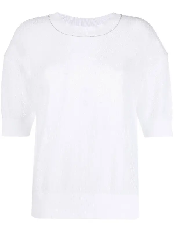 Fabiana Filippi Semi-sheer Knitted T-shirt - White
