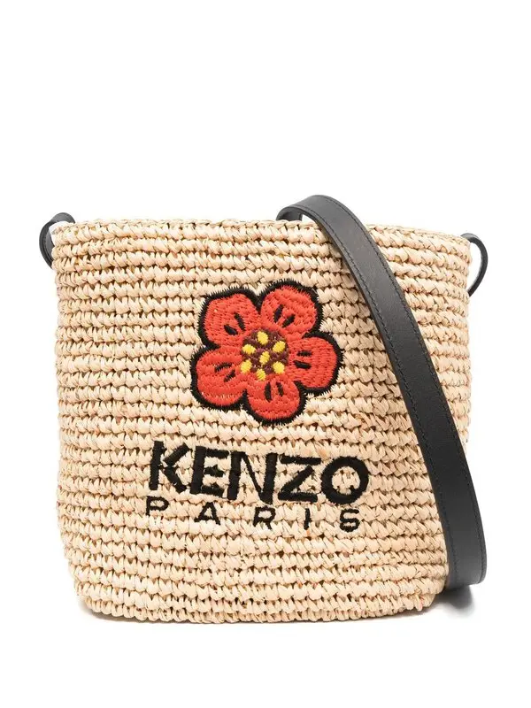 Kenzo Boke Flower Straw Crossbody Bag