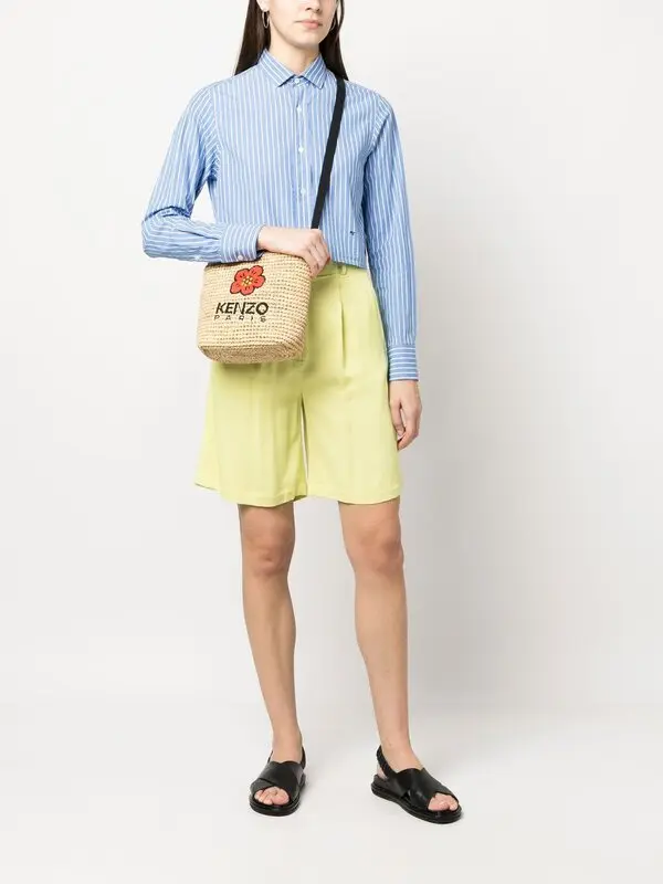 Kenzo Boke Flower Straw Crossbody Bag