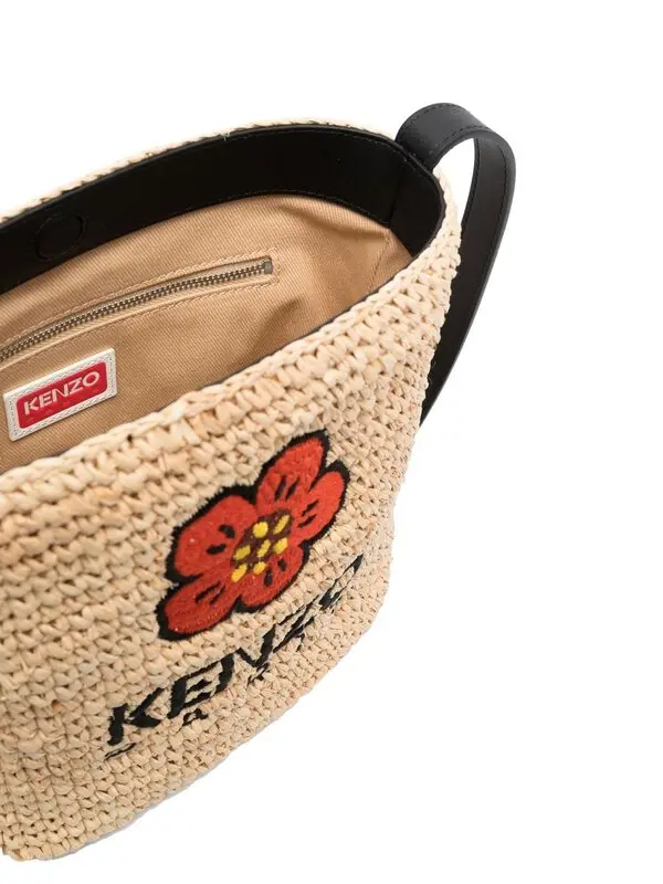 Kenzo Boke Flower Straw Crossbody Bag In Neutrals - 20% Off