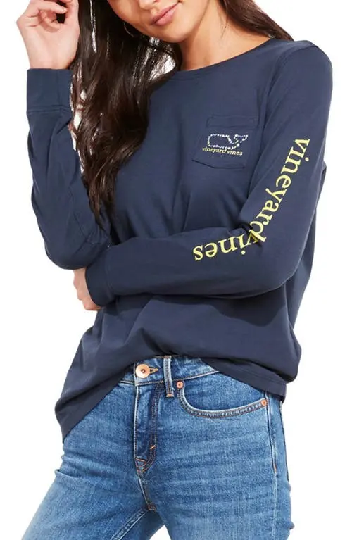 Vineyard Vines Halloween Whale Long Sleeve Graphic Tee - Blue Blazer