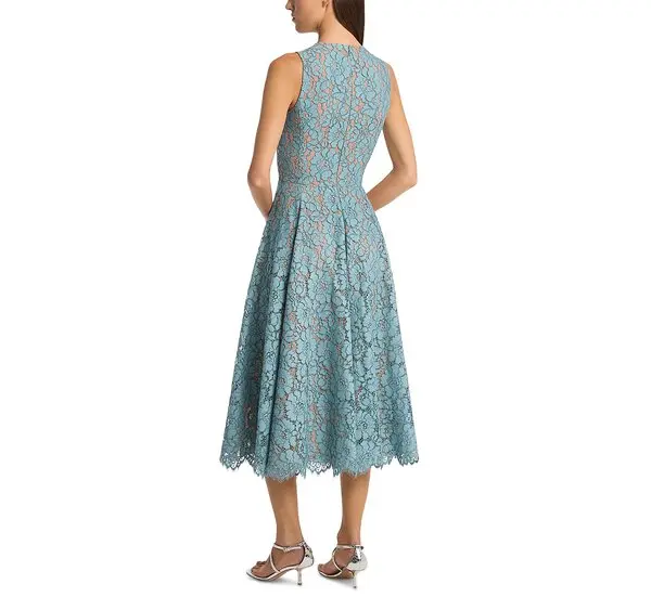 Michael Kors Floral Lace Midi Dress - Seaglass | Editorialist