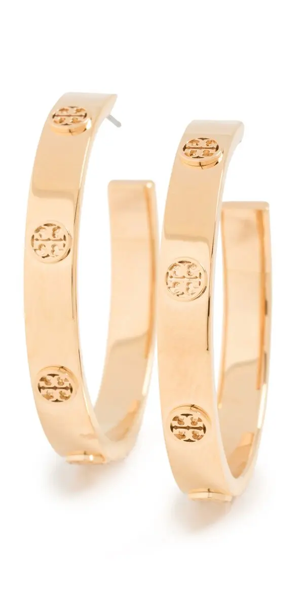 Tory Burch Miller Stud Hoop Earrings - Tory Gold