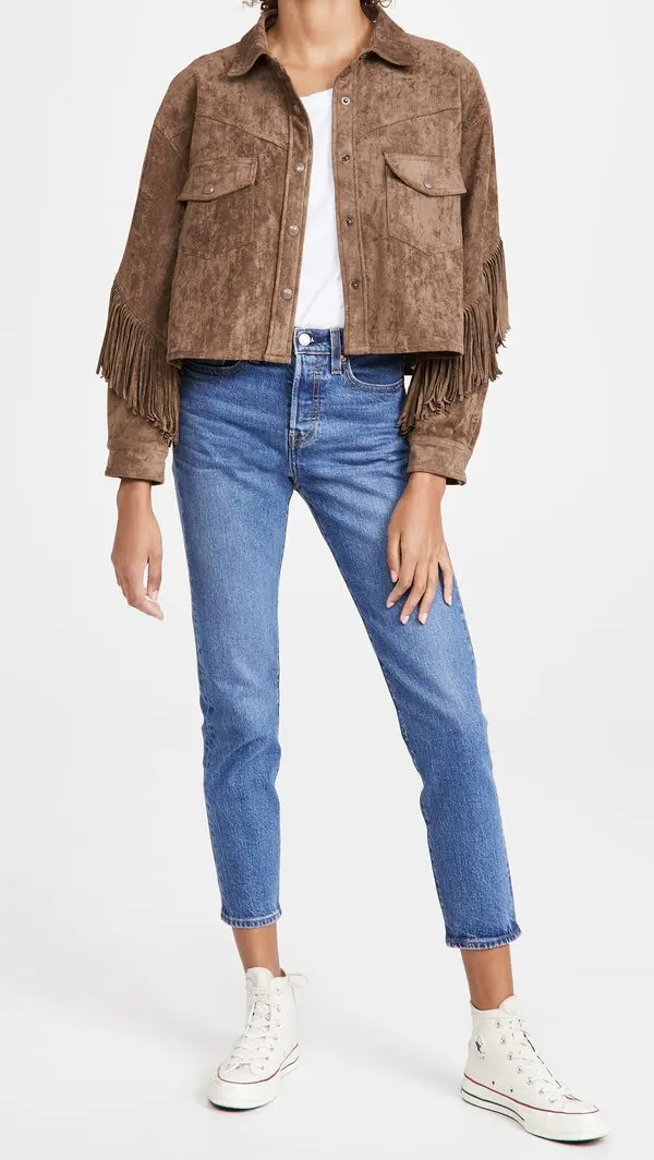 Blanknyc Faux Suede Fringe Jacket
