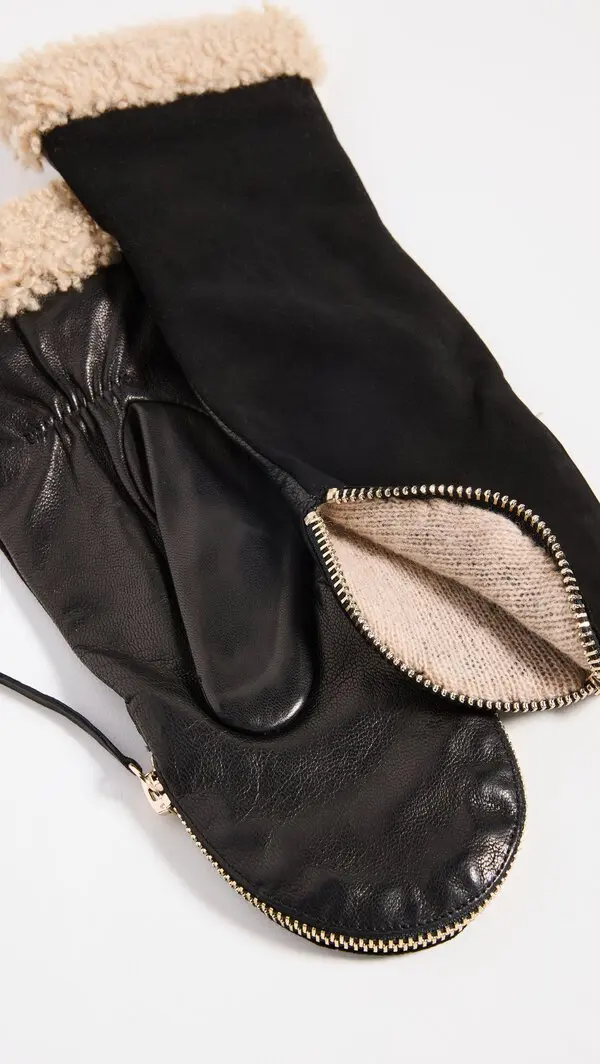 Carolina Amato Shearling Cuff Mittens
