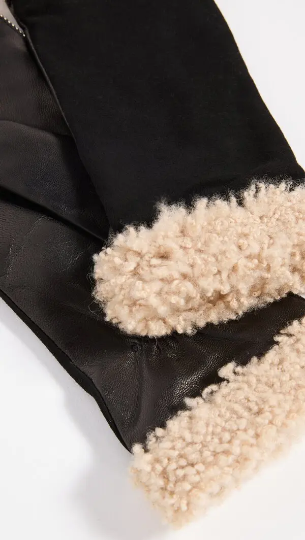 Carolina Amato Shearling Cuff Mittens