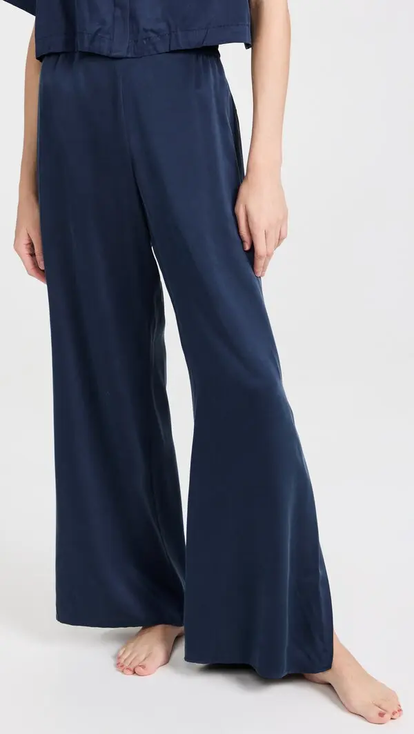Lunya Washable Silk High Rise Pant Set - Deep Blue