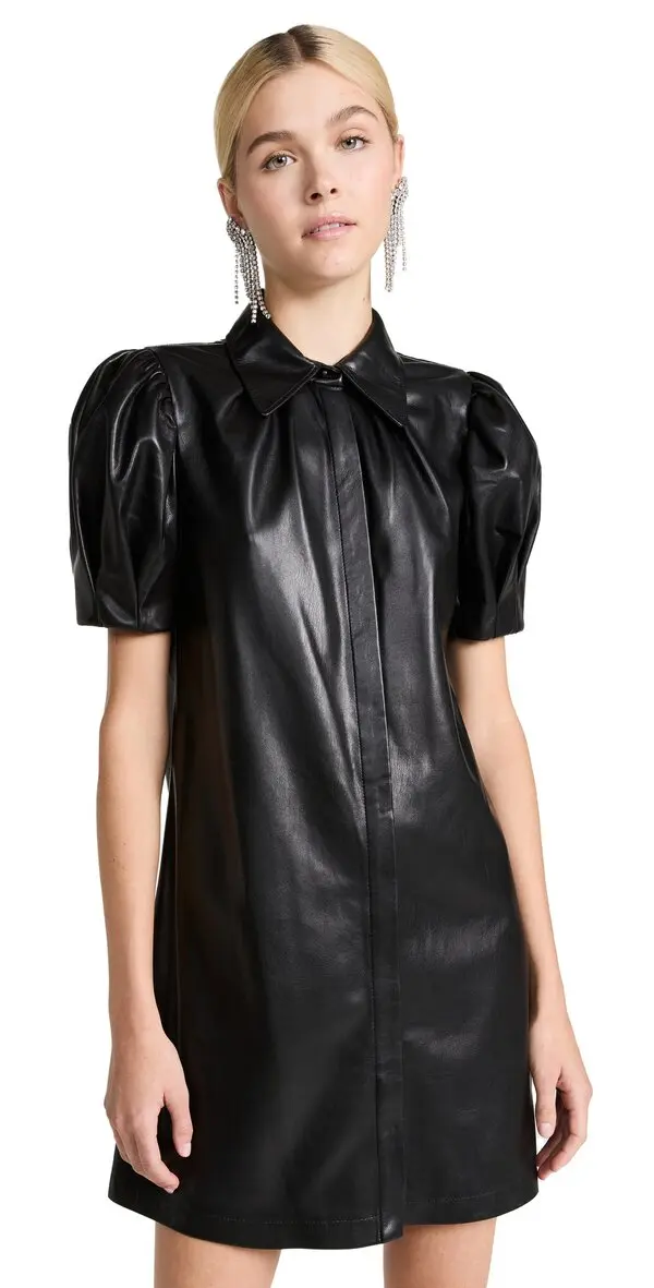 Alice + Olivia Jem Vegan Leather Dress - Black