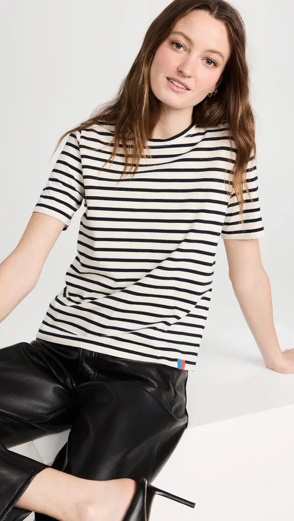 Kule Modern Short Sleeve Tee - Cream/navy