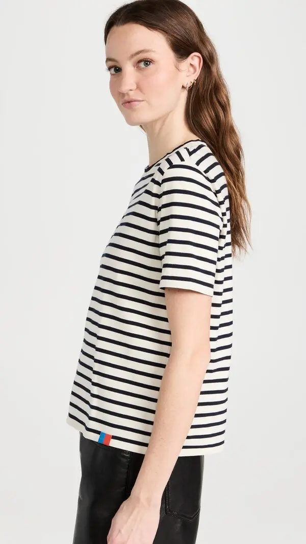 Kule Modern Short Sleeve Tee - Cream/navy