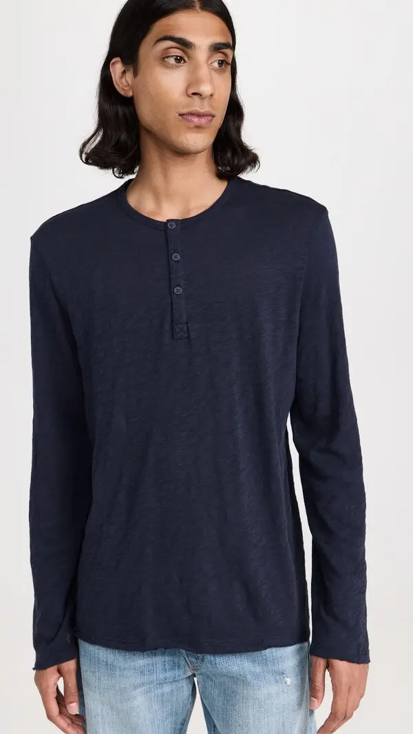 ATM Anthony Thomas Melillo Destroyed Wash Henley - Midnight