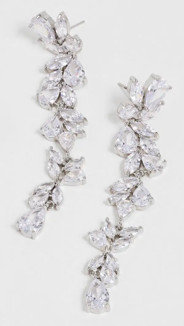 Shashi Fallen Leaf Pear Zirconia Drop Earrings