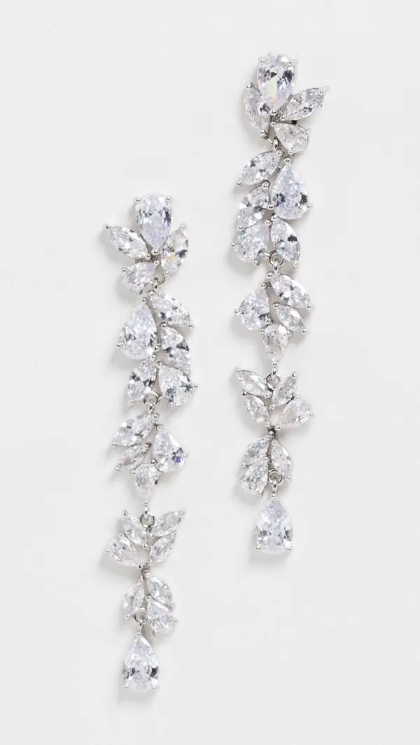 Shashi Fallen Leaf Pear Zirconia Drop Earrings