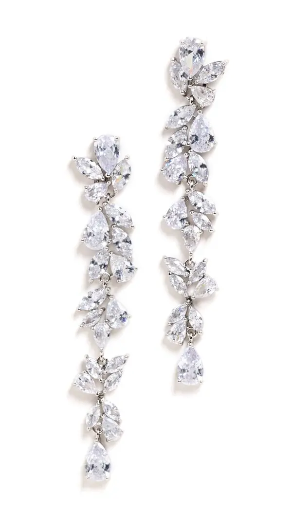 Shashi Fallen Leaf Pear Zirconia Drop Earrings