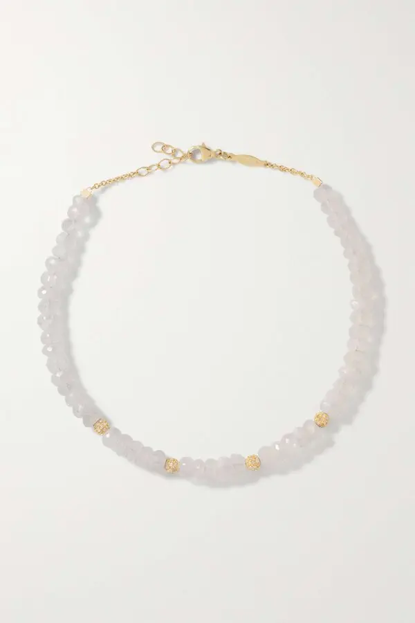 Jacquie Aiche 14-karat Gold, Moonstone And Diamond Anklet