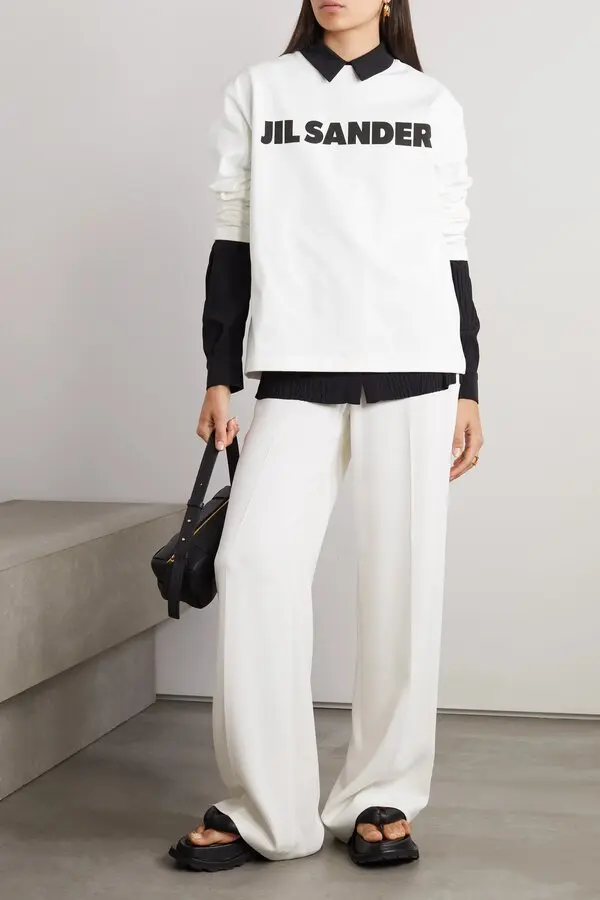 JIL SANDER Printed Cotton-jersey Sweatshirt - White