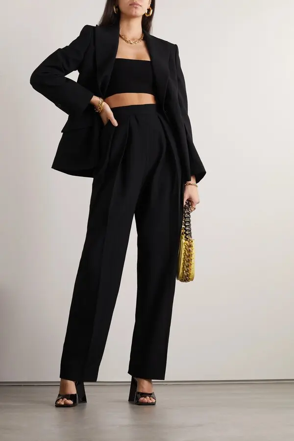 Stella McCartney Pleated Stretch-twill Straight-leg Pants