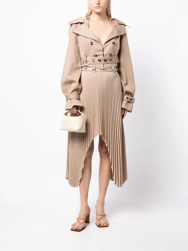 Rokh Arch Pleated Midi Skirt - Brown