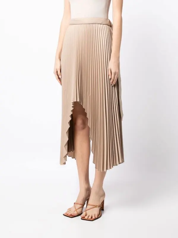 Rokh Arch Pleated Midi Skirt - Brown