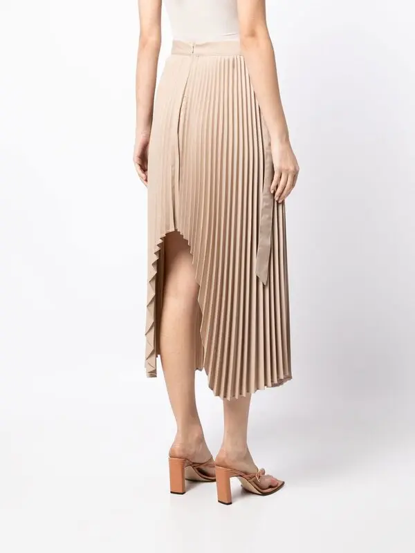 Rokh Arch Pleated Midi Skirt - Brown