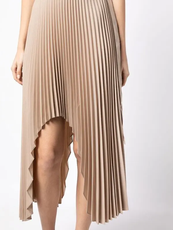 Rokh Arch Pleated Midi Skirt - Brown