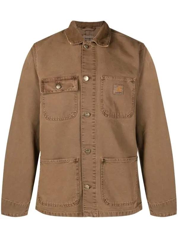 Carhartt Work In Progress Logo-patch Button Jacket - Brown