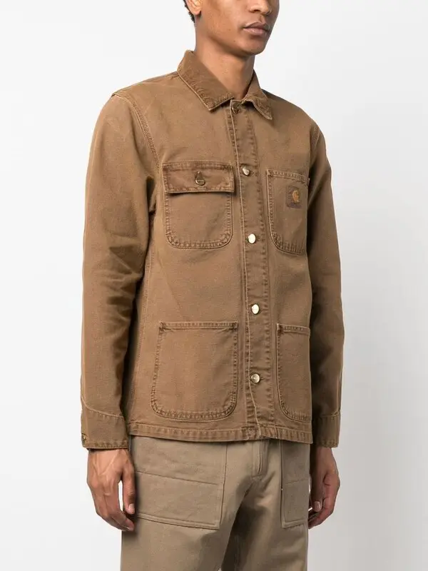 Carhartt Work In Progress Logo-patch Button Jacket - Brown