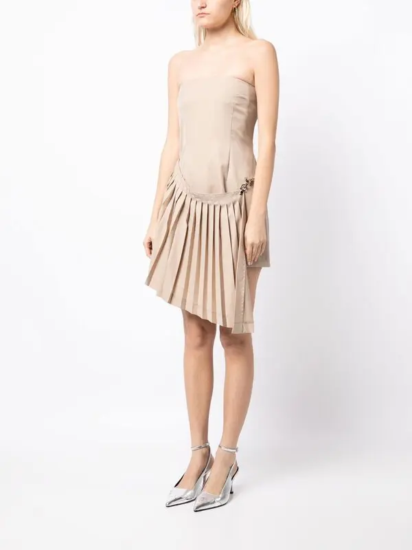 Rokh Mini Strapless Pleated Dress