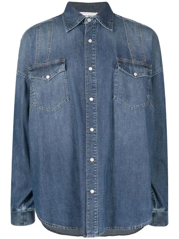 Alexander McQueen Long-sleeved Buttoned Denim Shirt