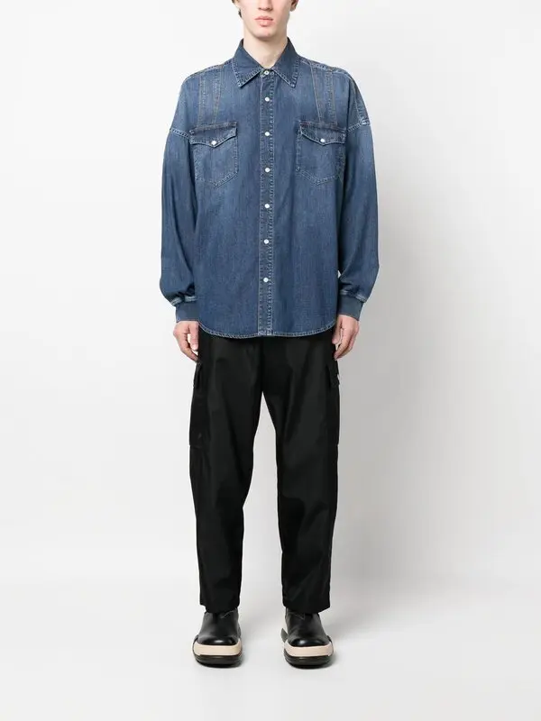 Alexander McQueen Long-sleeved Buttoned Denim Shirt