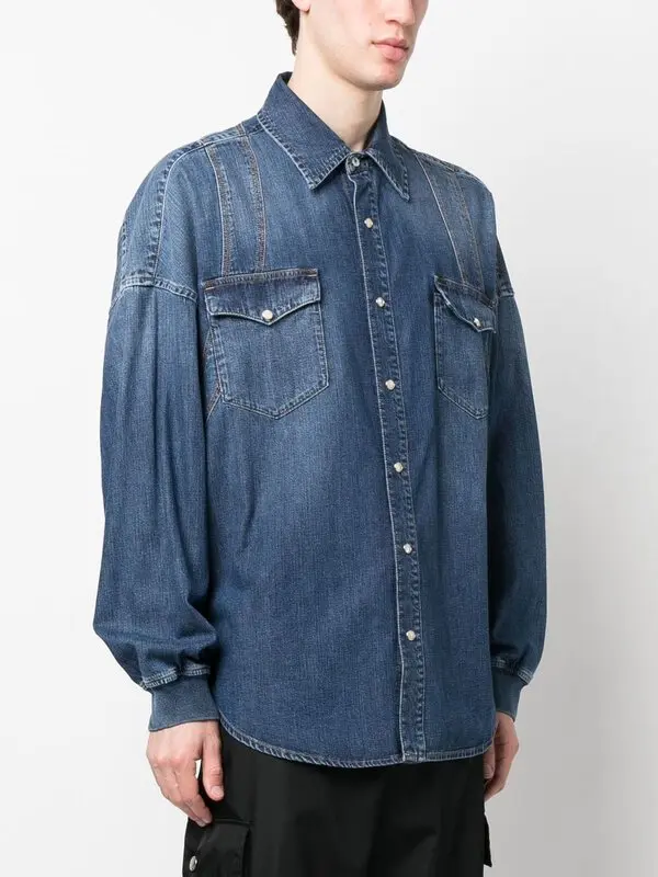 Alexander McQueen Long-sleeved Buttoned Denim Shirt