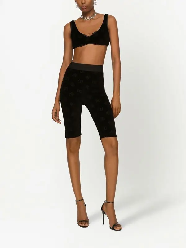 Dolce & Gabbana Dg-logo Flocked Bralette Top