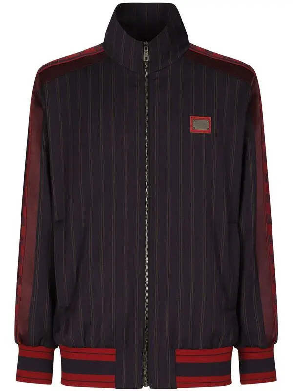 Dolce & Gabbana Pinstripe Logo-tape Track Jacket
