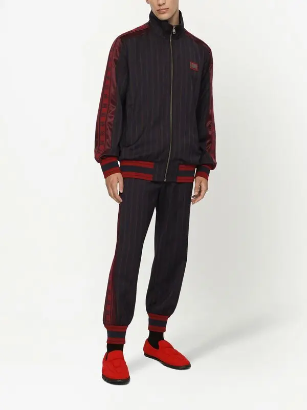 Dolce & Gabbana Pinstripe Logo-tape Track Jacket