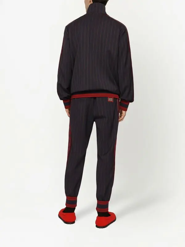 Dolce & Gabbana Pinstripe Logo-tape Track Jacket