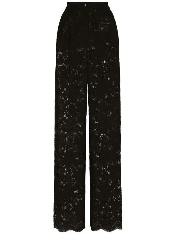 Dolce & Gabbana Floral Lace Tailored Trousers - Black
