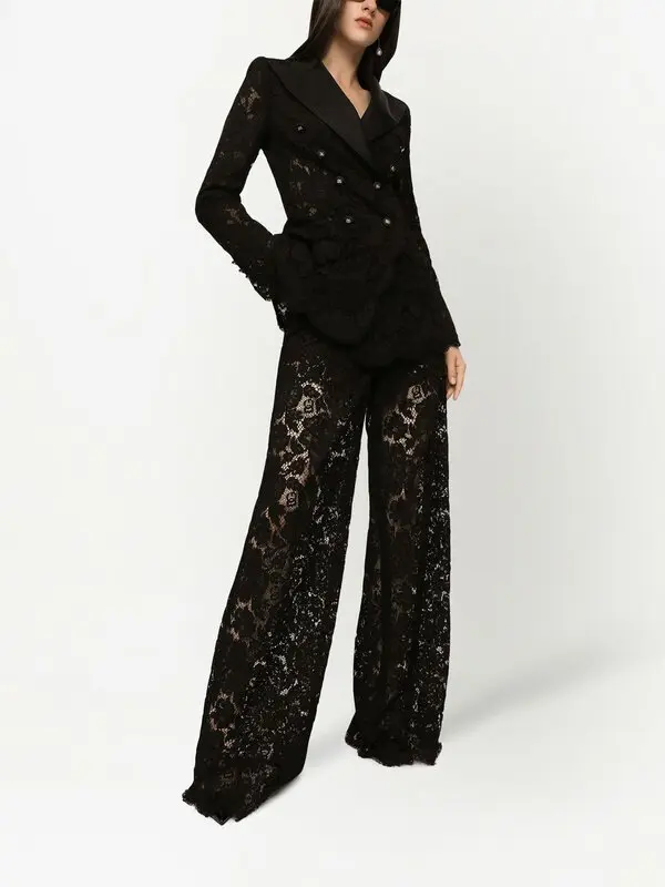 Dolce & Gabbana Floral Lace Tailored Trousers - Black
